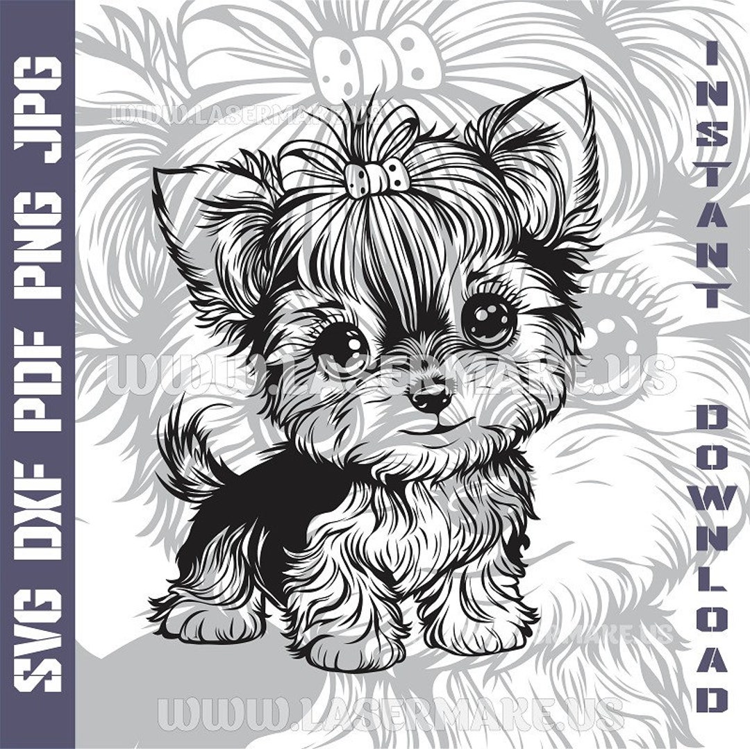 Cute Yorkie SVG File | Cut File for Cricut | Printable Png| SVG Dxf Cut ...