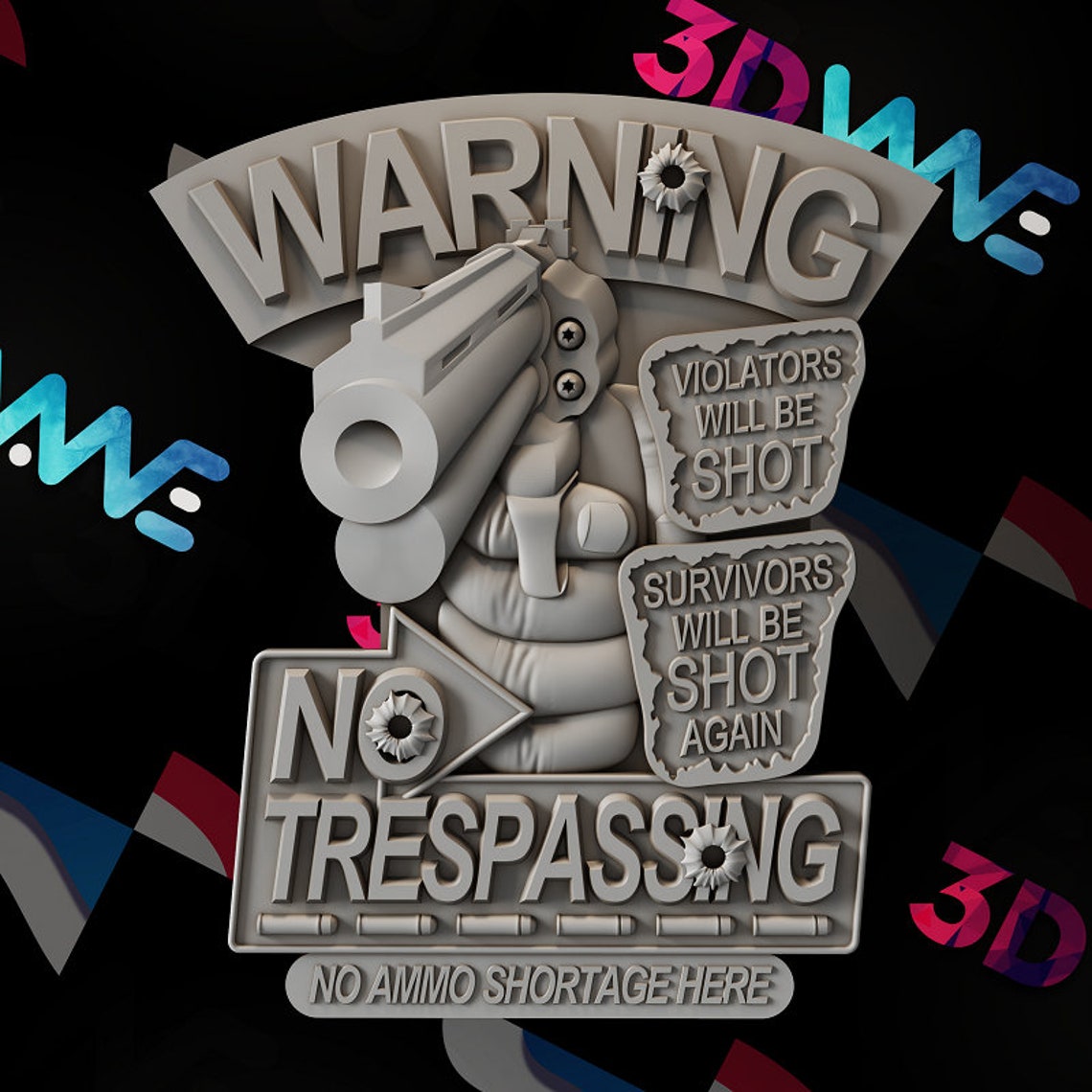 Warning Sign Second Amendment 3d Model STL CNC Files - Etsy
