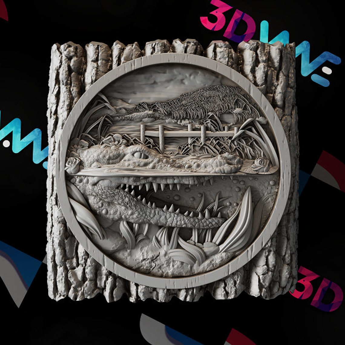 Alligator 3d Stl | Crocodile 3d Stl | 3d Model | STL | CNC Files | Wall ...