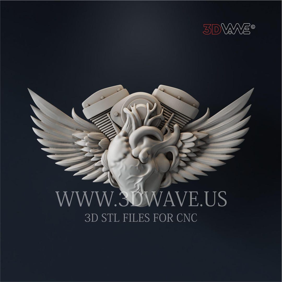Biker Heart 3D STL File: CNC Carving Template (digital Download - Etsy