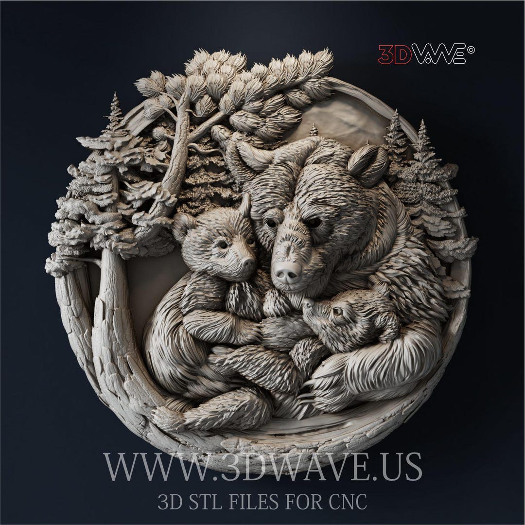 3D Bear STL File - CNC Wildlife Predator Digital Download for Trophy ...