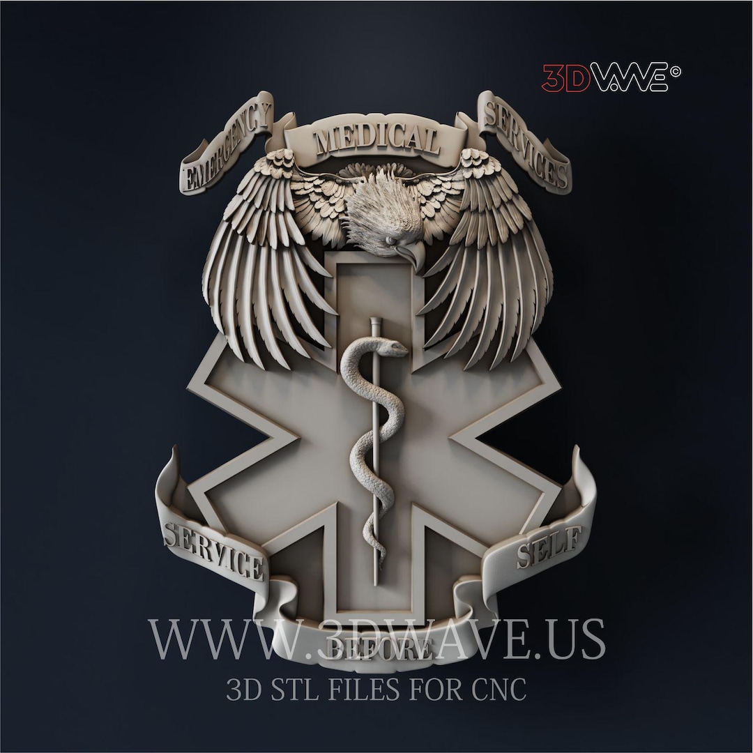 3D EMS Badge STL File: CNC Carving Template, Wall Art (digital Files ...