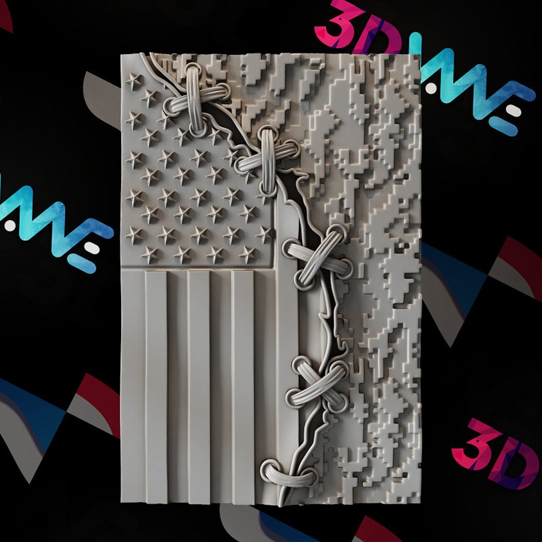 American Flag 3D Model | CNC Files, Patriotic Wall Art (digital ...