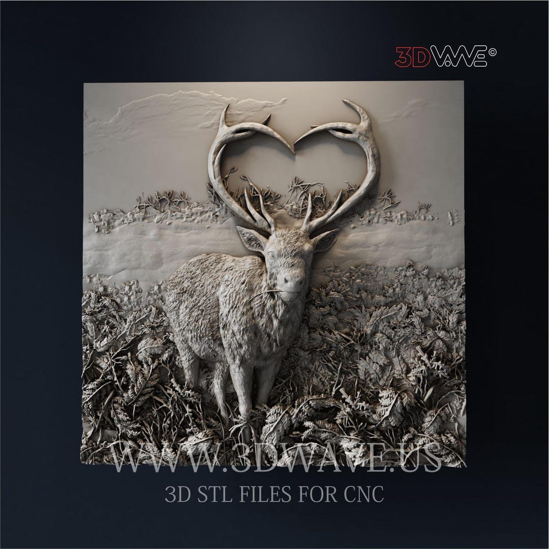 3d Deer 3D STL File: CNC Carving Template - Wood Wall Art ( Digital ...