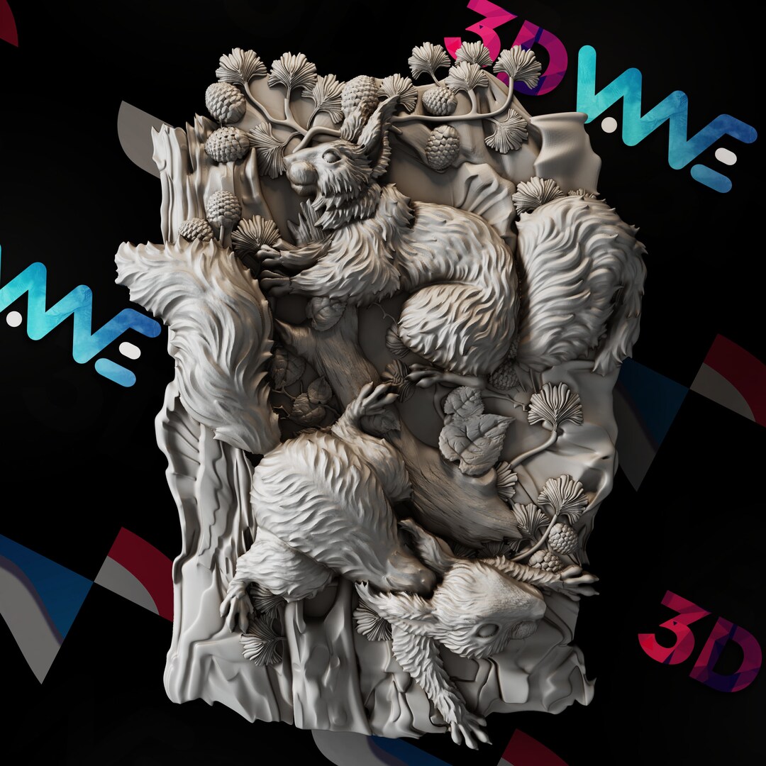 Squirrels 3d Stl | 3d Model | STL | CNC Files | Wall Decor | Wood Art ...