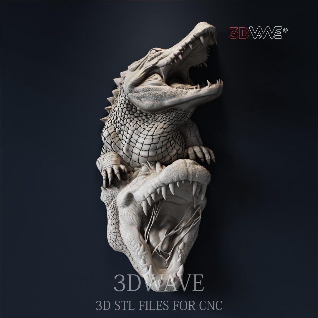 Alligators 3D STL File - CNC Carving Template, Wood Wall Art, Home ...
