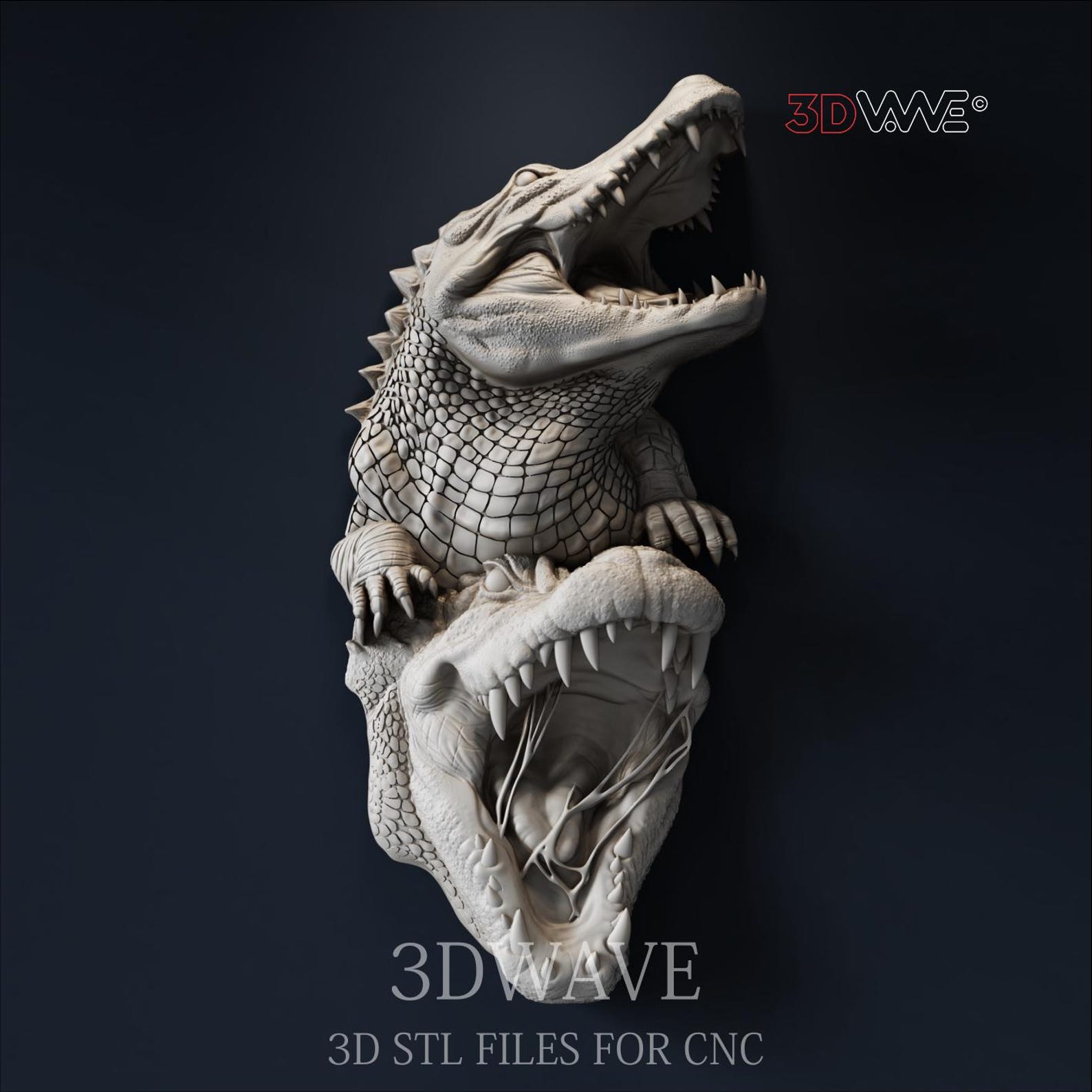 3D Alligator STL File: CNC Carving Template, Wood Wall Art (digital ...