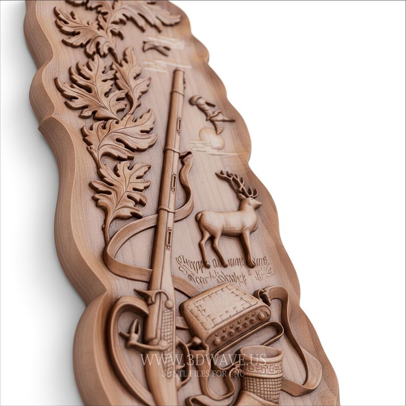 Deer Hunting STL | Trophy & Gear Wall Art, Tall Narrow Cabin Decor CNC ...