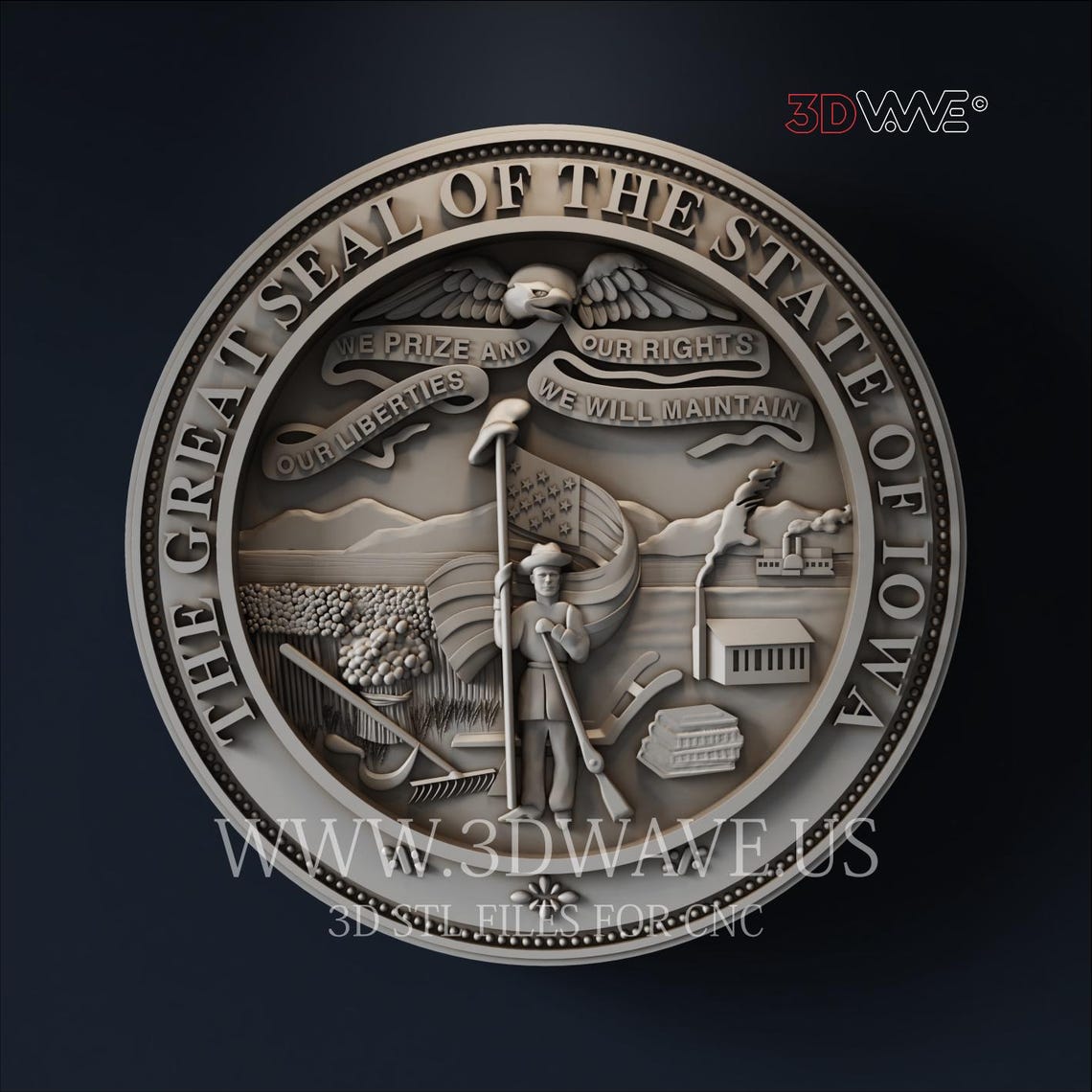 3D Iowa State Seal STL Files | CNC Wall Art & Digital Download - Etsy