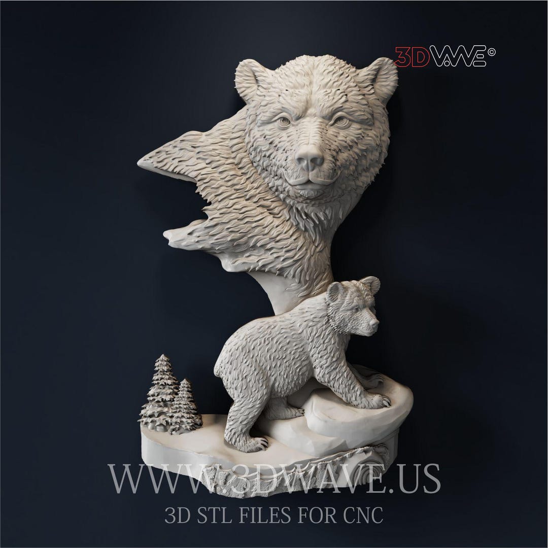 3D Bear STL File - CNC Wildlife Predator Digital Download for Trophy ...