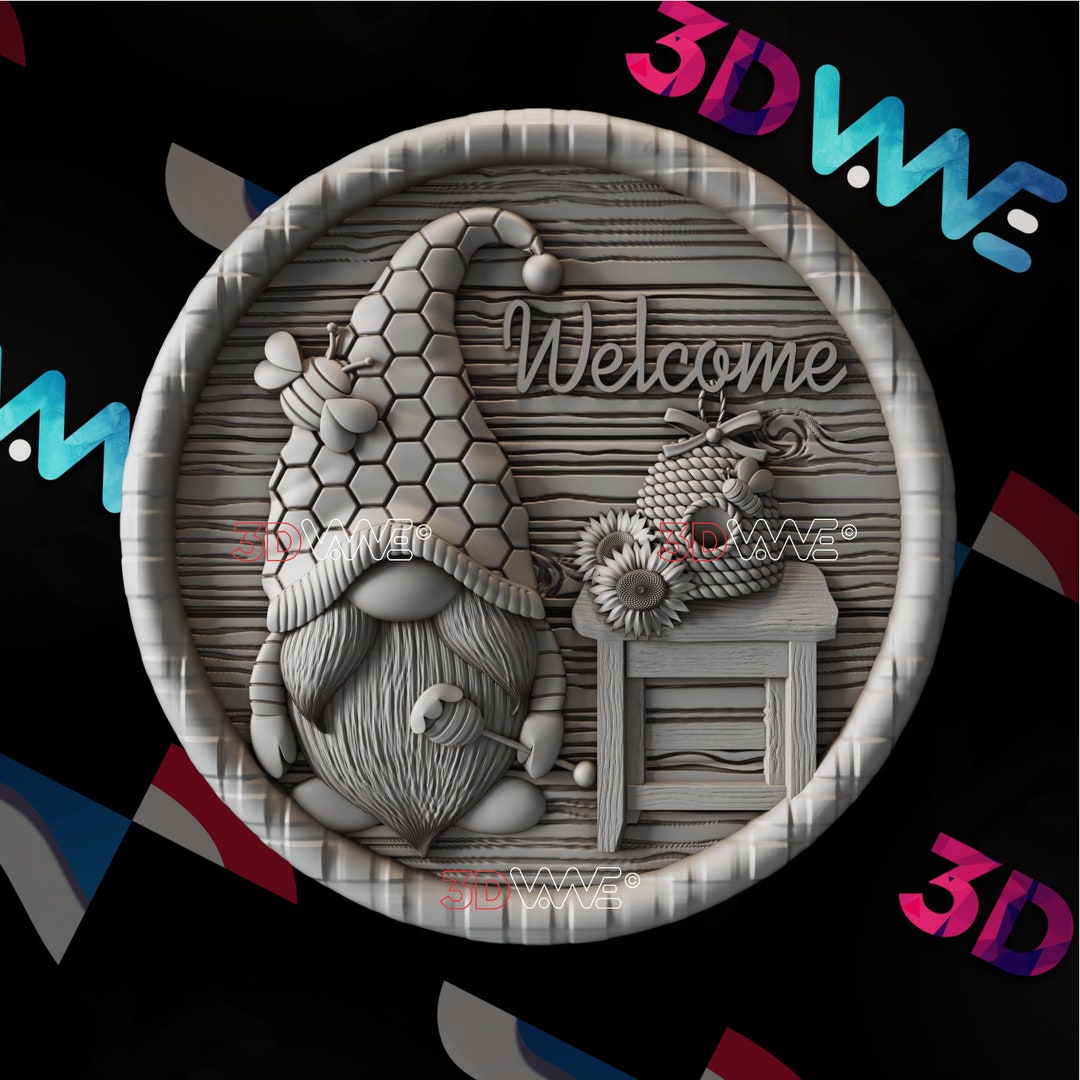 Bee | Gnome | Honey | 3d Model | STL | CNC Files | Wall Decor | Wood ...
