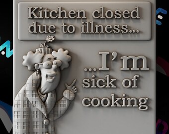 Funny Sign 3d Stl Kitchen Sign 3d Model STL CNC Files - Etsy