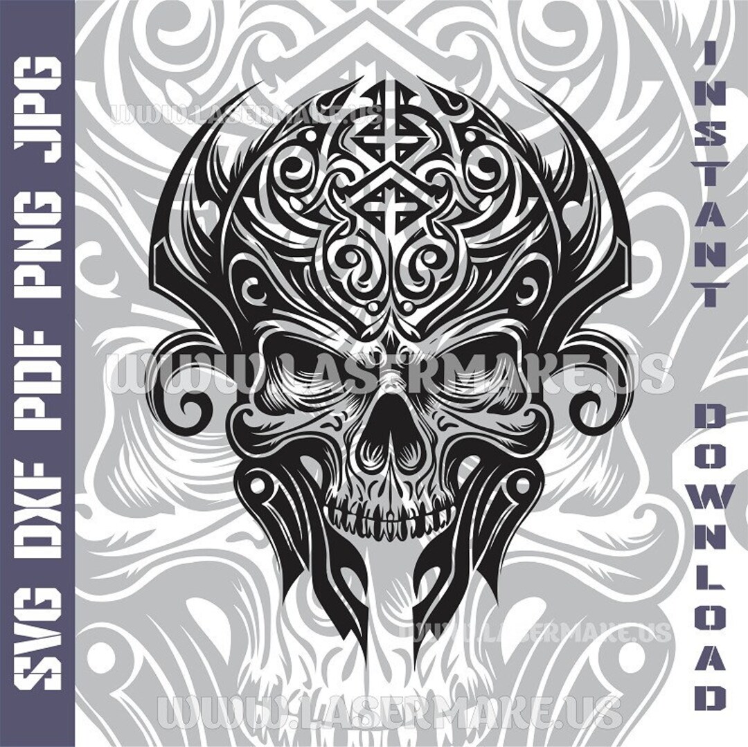 Tribal Skull SVG File | Cut File for Cricut | Printable Png| SVG Dxf ...