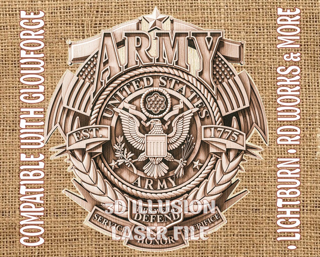 Laser Burn Digital Design File - Army Laser File - Engrave - SVG ...