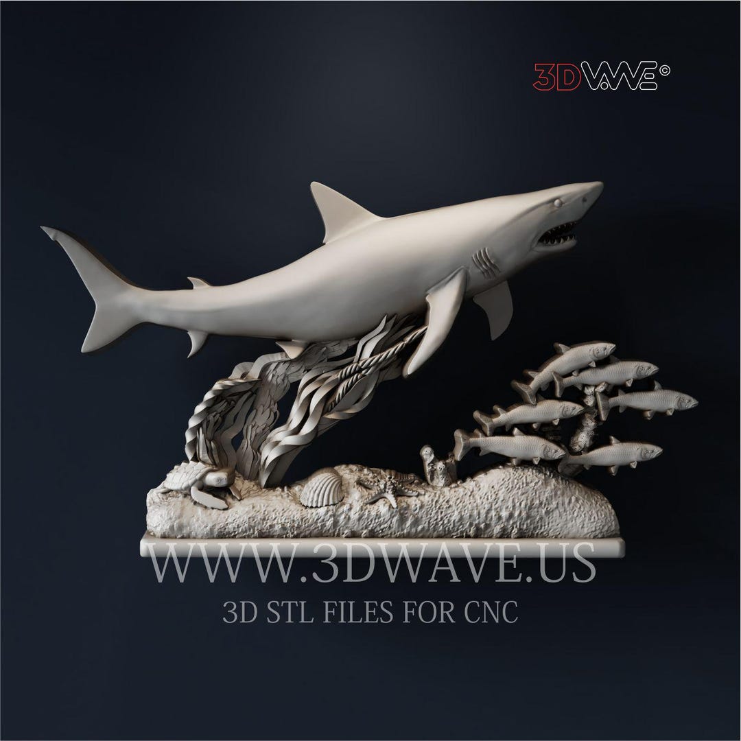 Shark 3D STL File: CNC Carving Template, Wood Wall Art (digital File ...