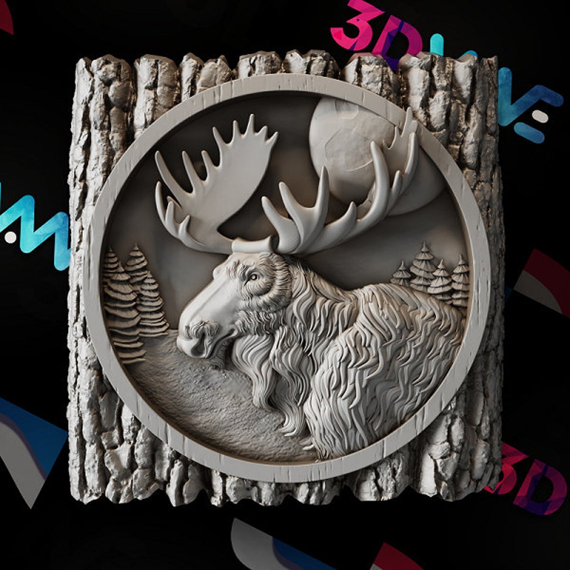 Elk 3d Stl | Moose 3d Stl | 3d Model | STL | CNC Files | Wall Decor ...