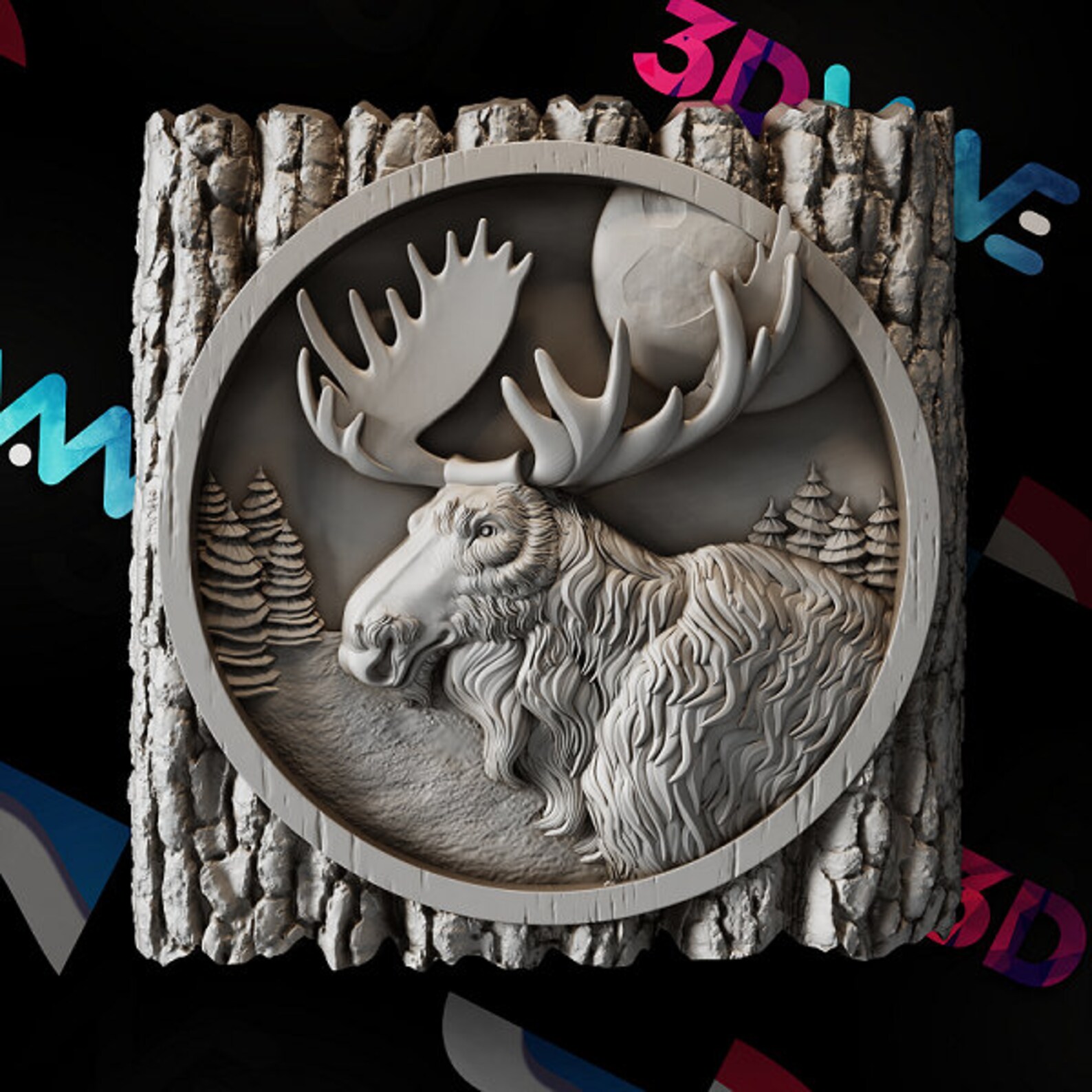 Elk 3d Stl | Moose 3d Stl | 3d Model | STL | CNC Files | Wall Decor ...