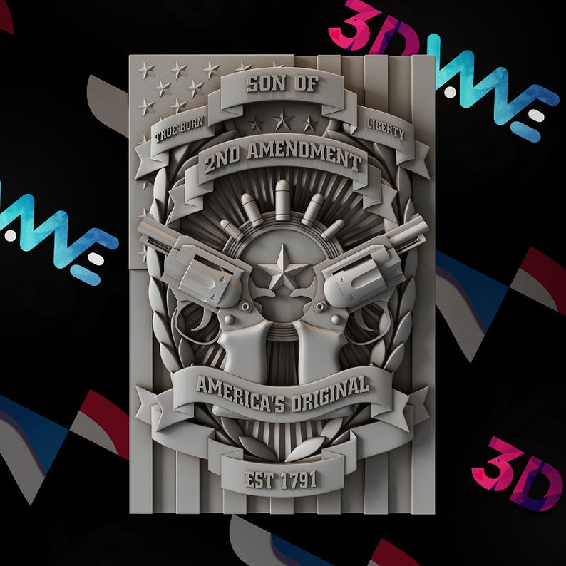 Second Amendment Molon Labe 3d Model STL CNC Files Wall Decor Wood Art ...