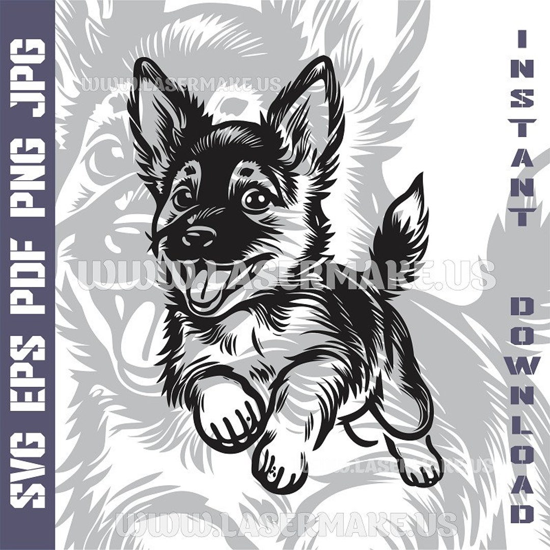 Running German Shepherd Puppy SVG File Cut File for Cricut Printable ...