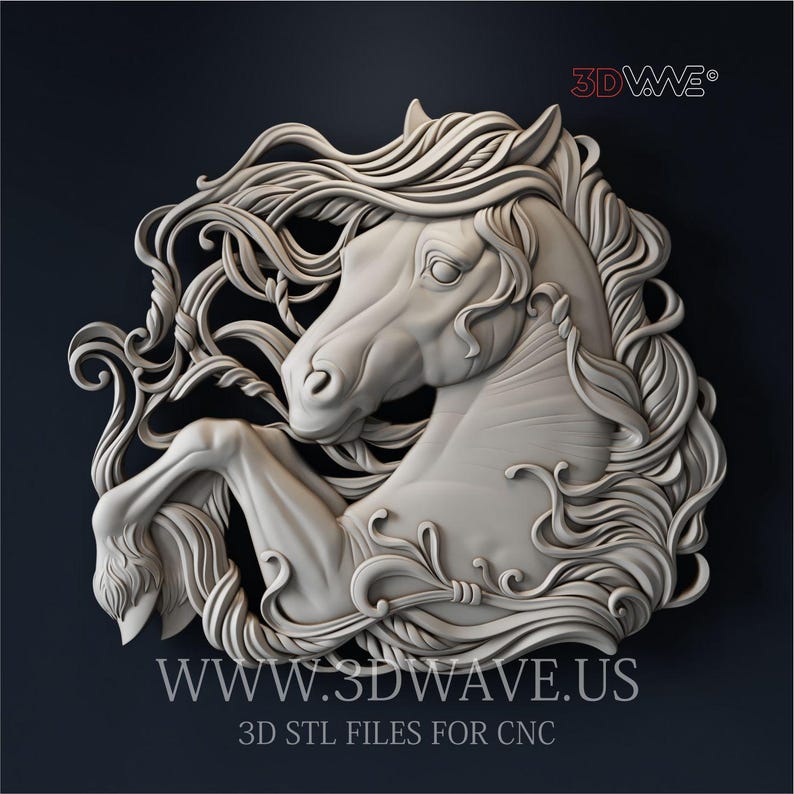 Horse 3D STL File: CNC Carving Template - Wood Wall Art (digital ...