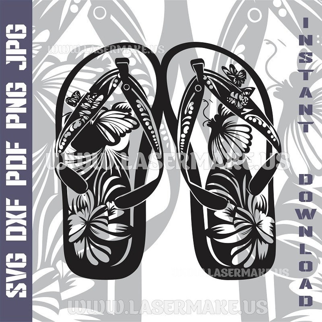 Flip Flops SVG File | Cut File for Cricut | Printable Png| SVG Dxf Cut ...
