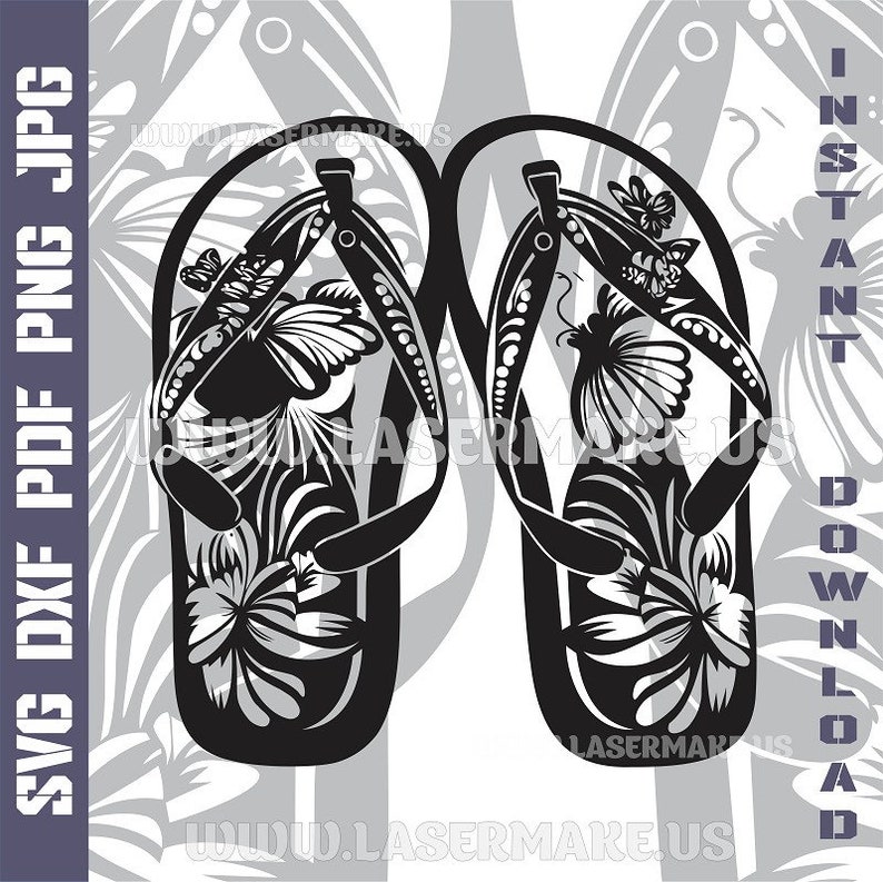Flip Flops SVG File | Cut File for Cricut | Printable Png| SVG Dxf Cut ...