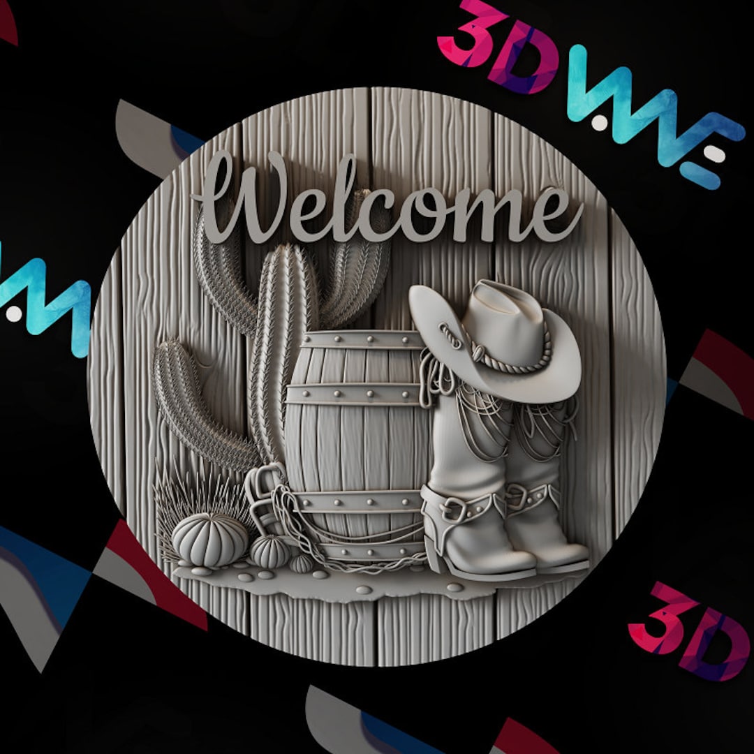 Western Welcome Sign | Ranch | Patriotic | 3d Model | STL | CNC Files ...