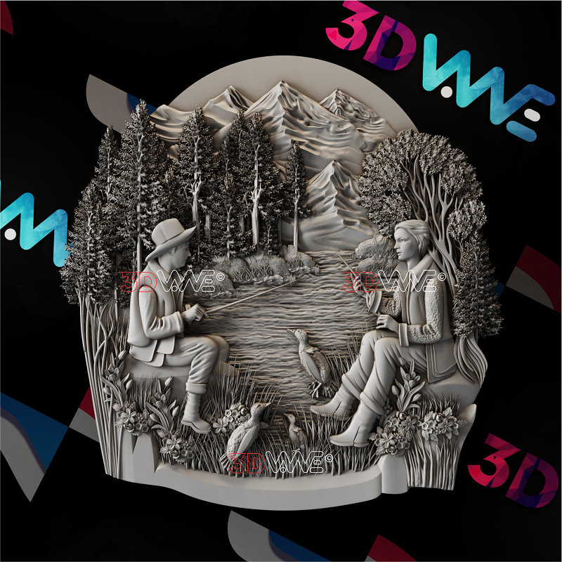 Fisherman Fishing 3d Model STL CNC Files Wall Decor Wood Art Home Decor ...
