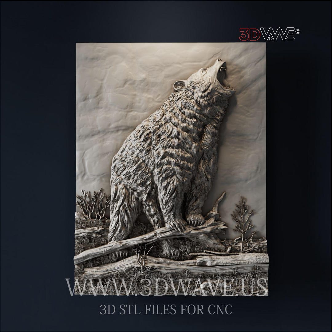 3D Bear STL File - CNC Wildlife Predator Digital Download for Trophy ...