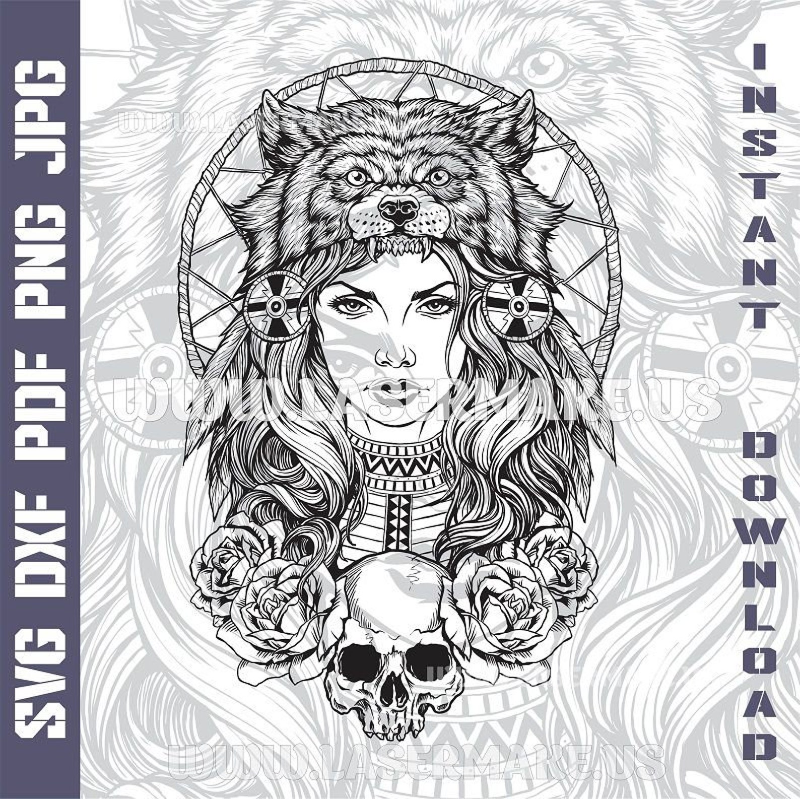 Wolf Girl SVG File | Cut File for Cricut | Printable Png| SVG Dxf Cut ...