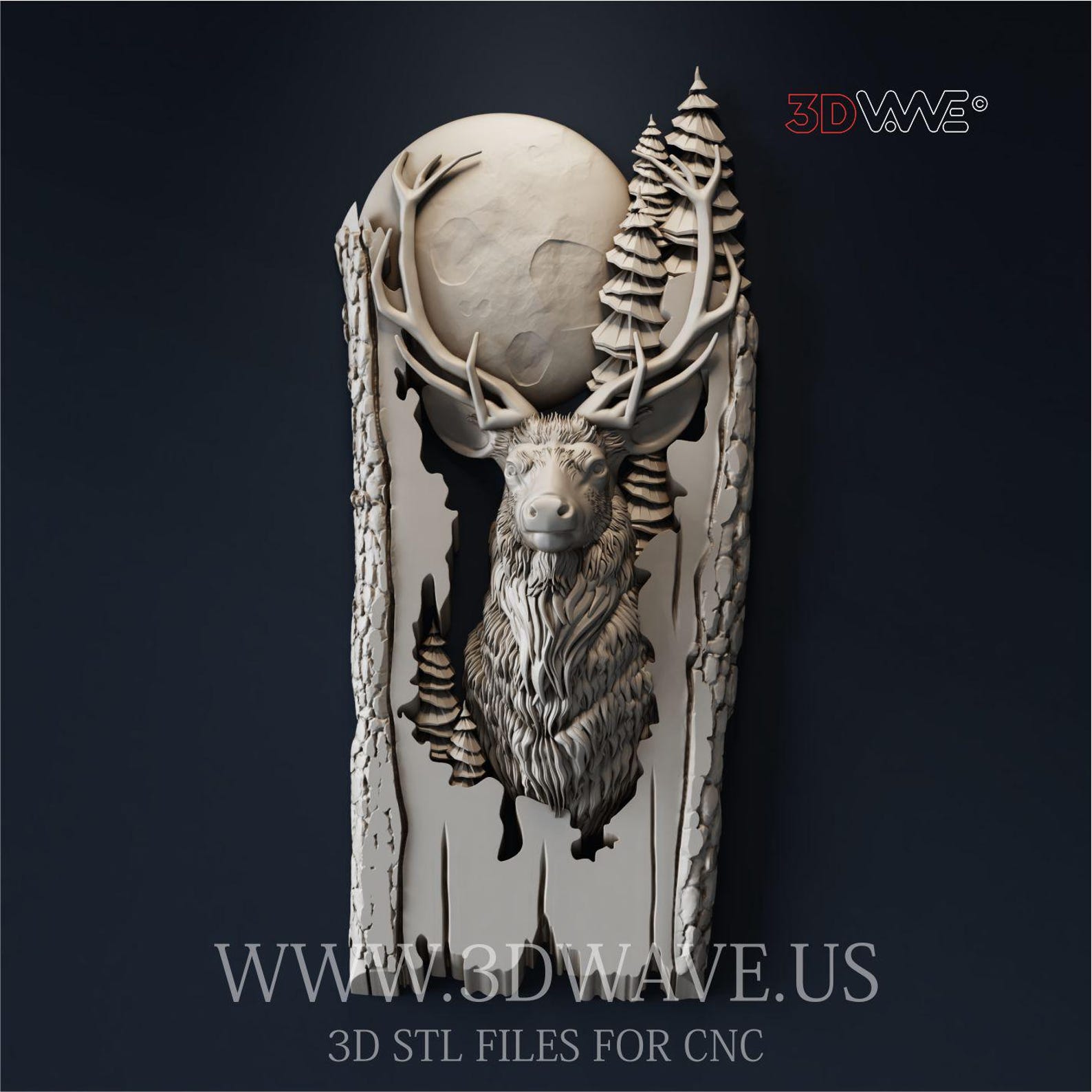 Deer 3D STL File: CNC Carving Template - Wood Wall Art (digital ...