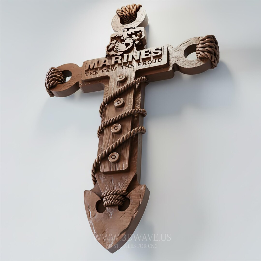 USMC Rope Cross Military Wall Art | CNC Router Files STL for Wood ...