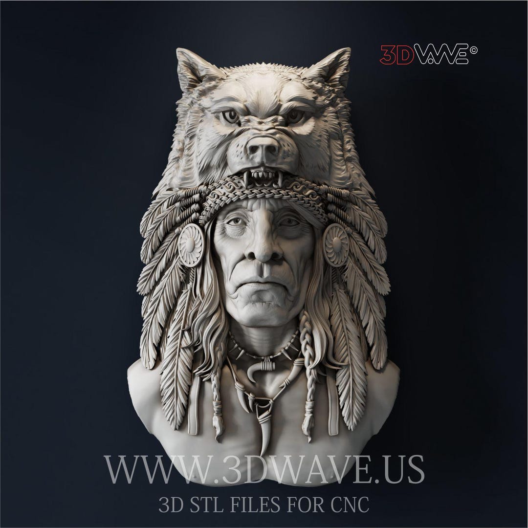 Native American 3D STL File: CNC Carving Template for Wood Art (digital ...