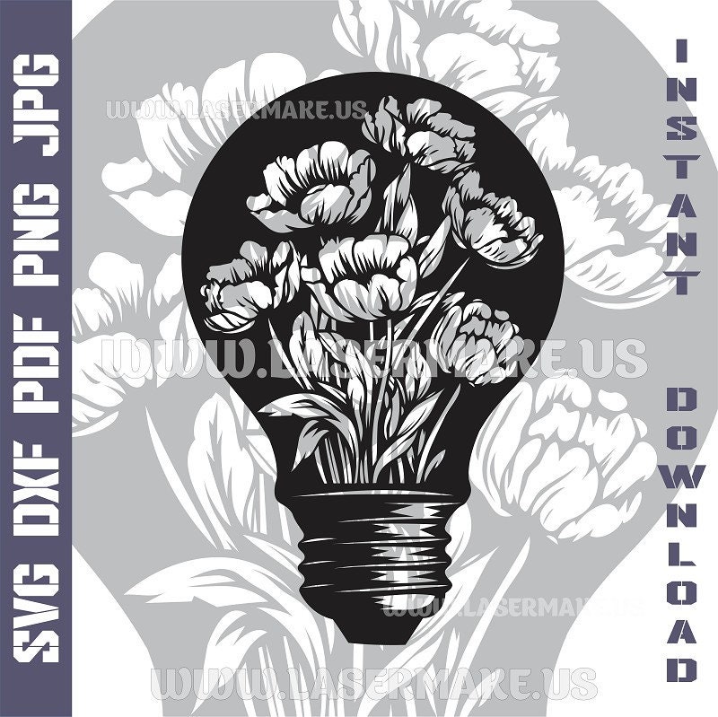 Light Bulb With Flowers SVG File | Cut File for Cricut | Printable Png ...