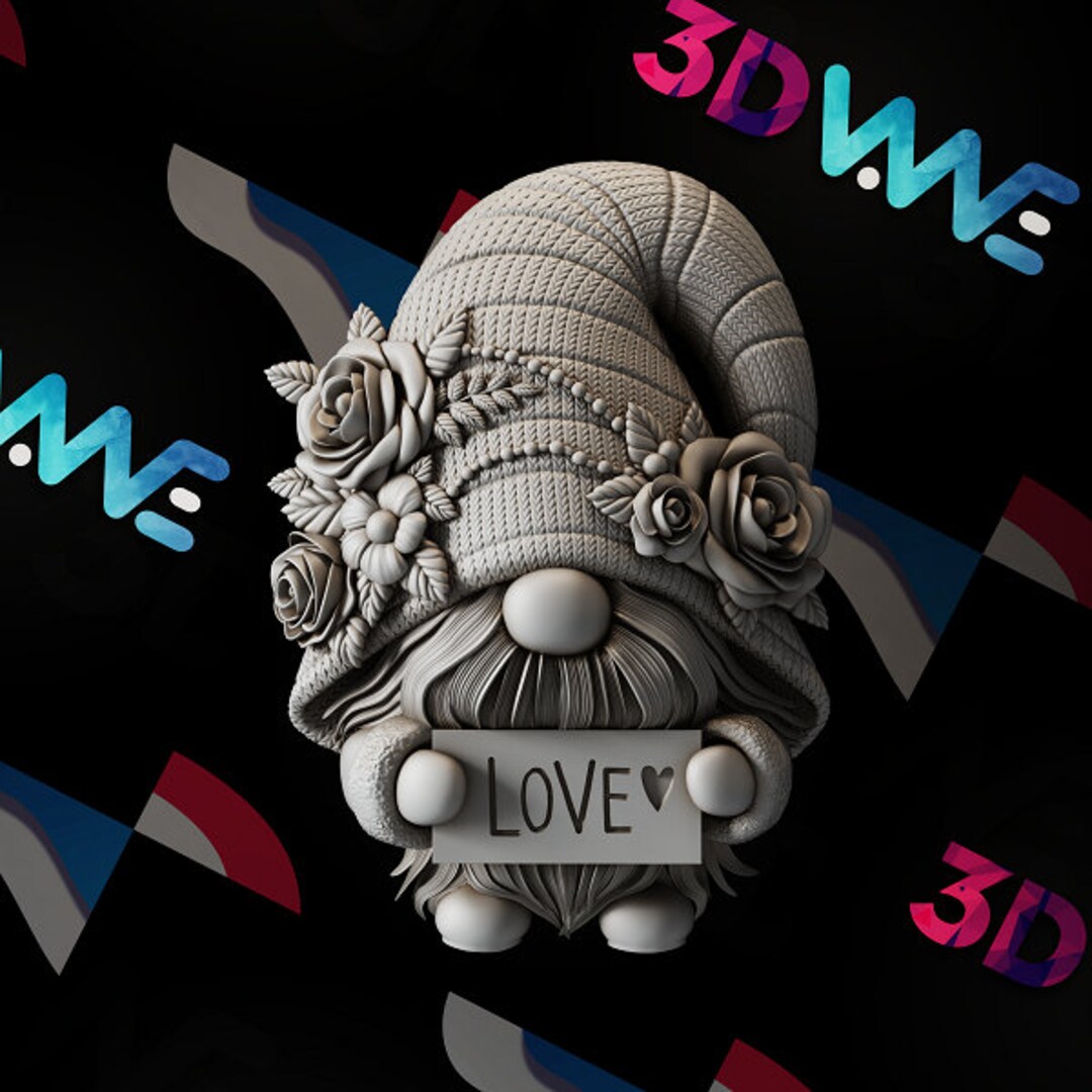 Love Gnome 3d Stl | Gnome | 3d Model | STL | CNC Files | Wall Decor ...