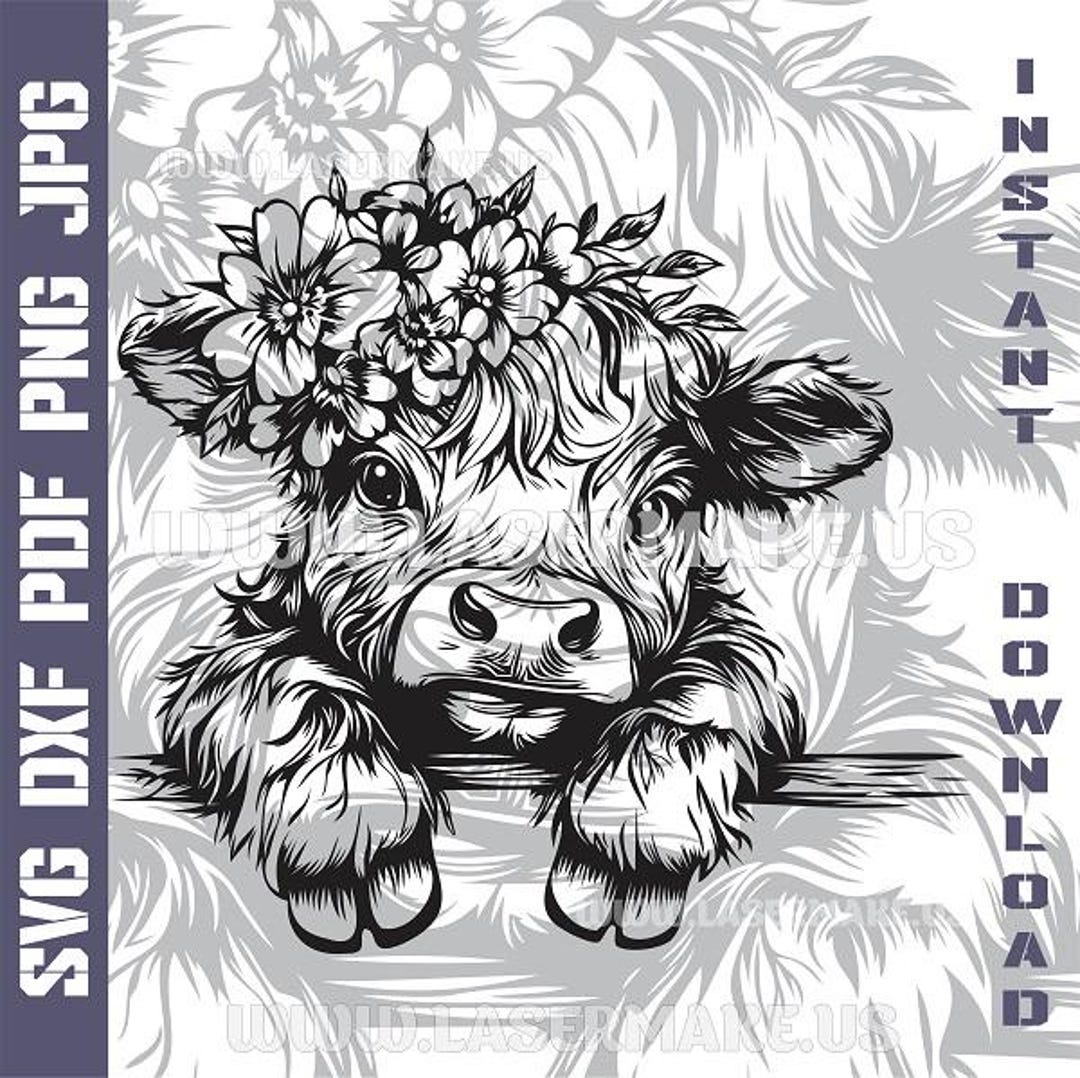 Highland Cow Calve SVG File | Cut File for Cricut | Printable Png| SVG ...