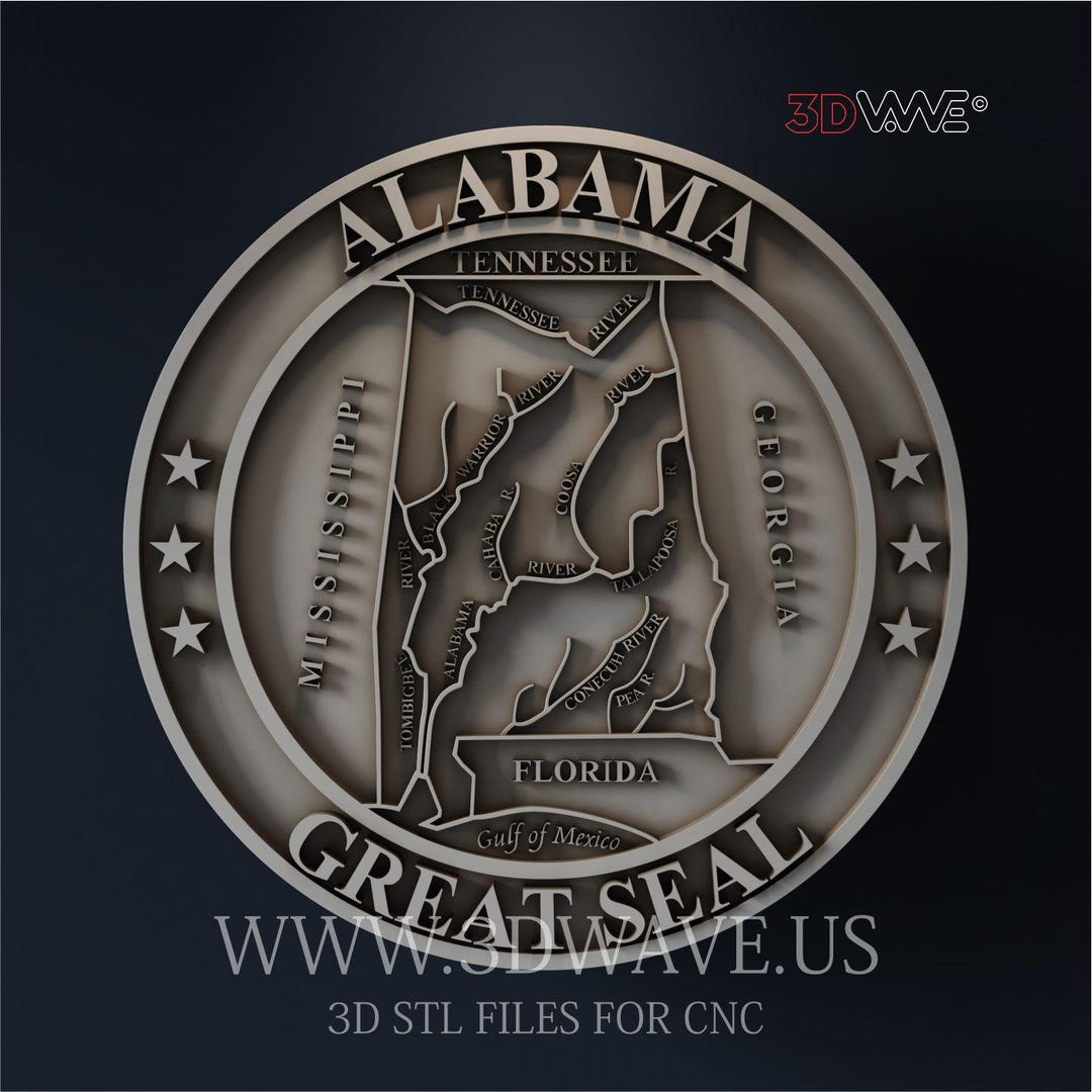 3D STL File: Alabama State Seal Digital Pattern | CNC Carving Template ...
