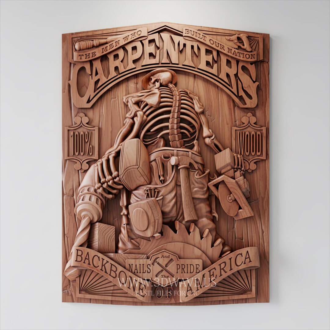Carpenter Skeleton - 3D Model for CNC | Workshop Humor Wood Carving STL ...