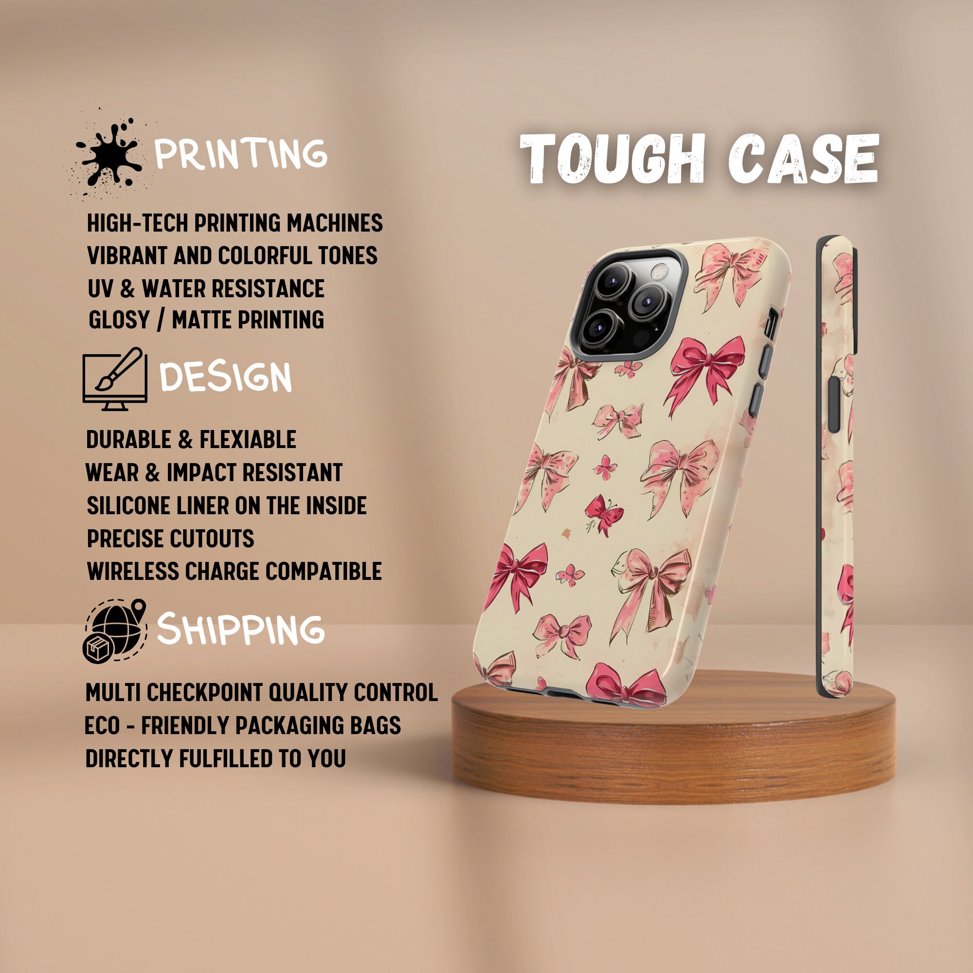 Aesthetic Pink Coquette Tough Phone Case / iPhone 15, 14, 13, 12, 11 ...