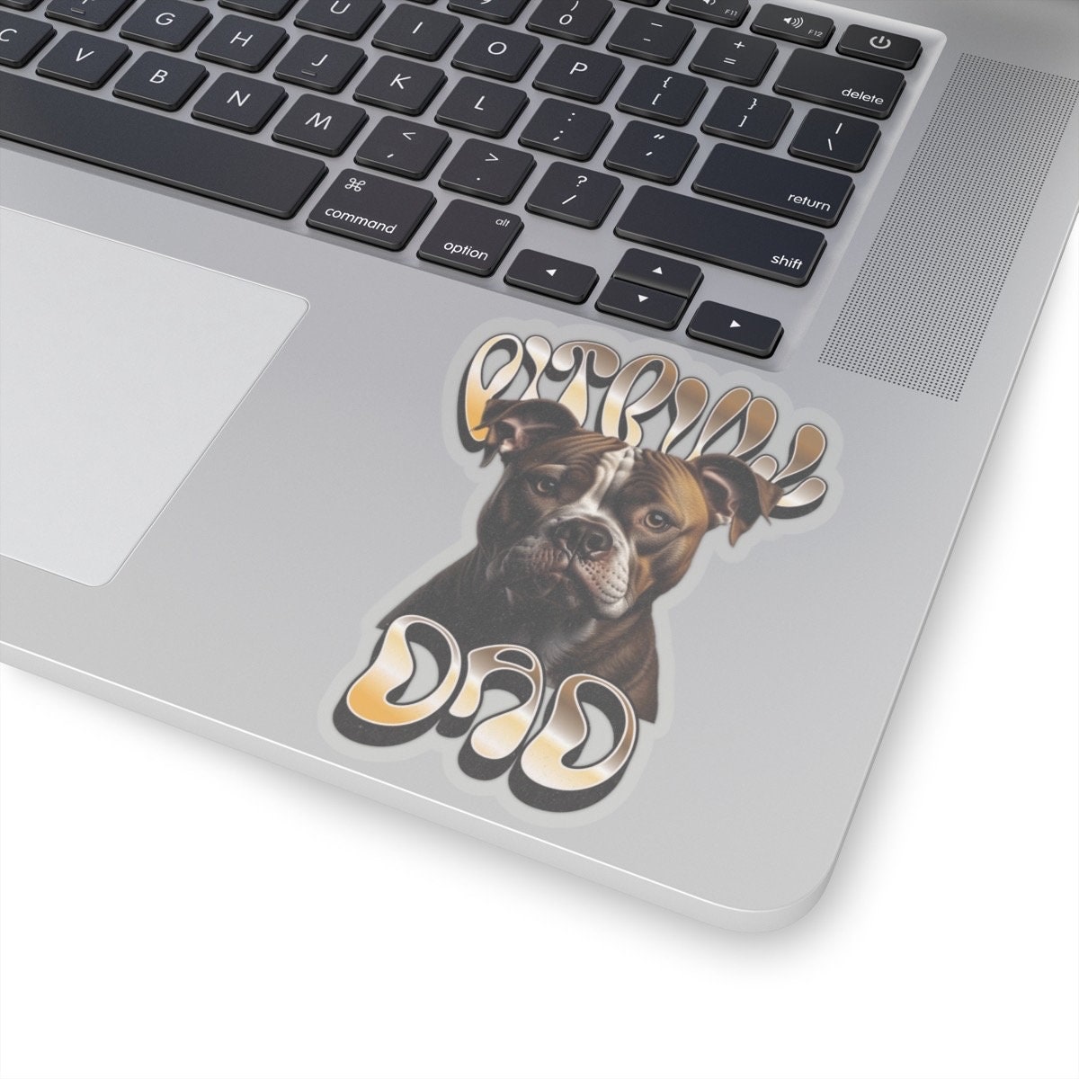 Pitbull Dad Vintage-style Kiss-cut Sticker Gold Bubble Font With Brown ...