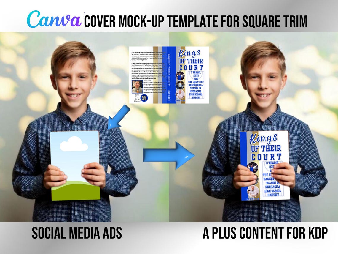 Editable Canva Book Mockup Template: Book Cover Drag and Drop (digital ...