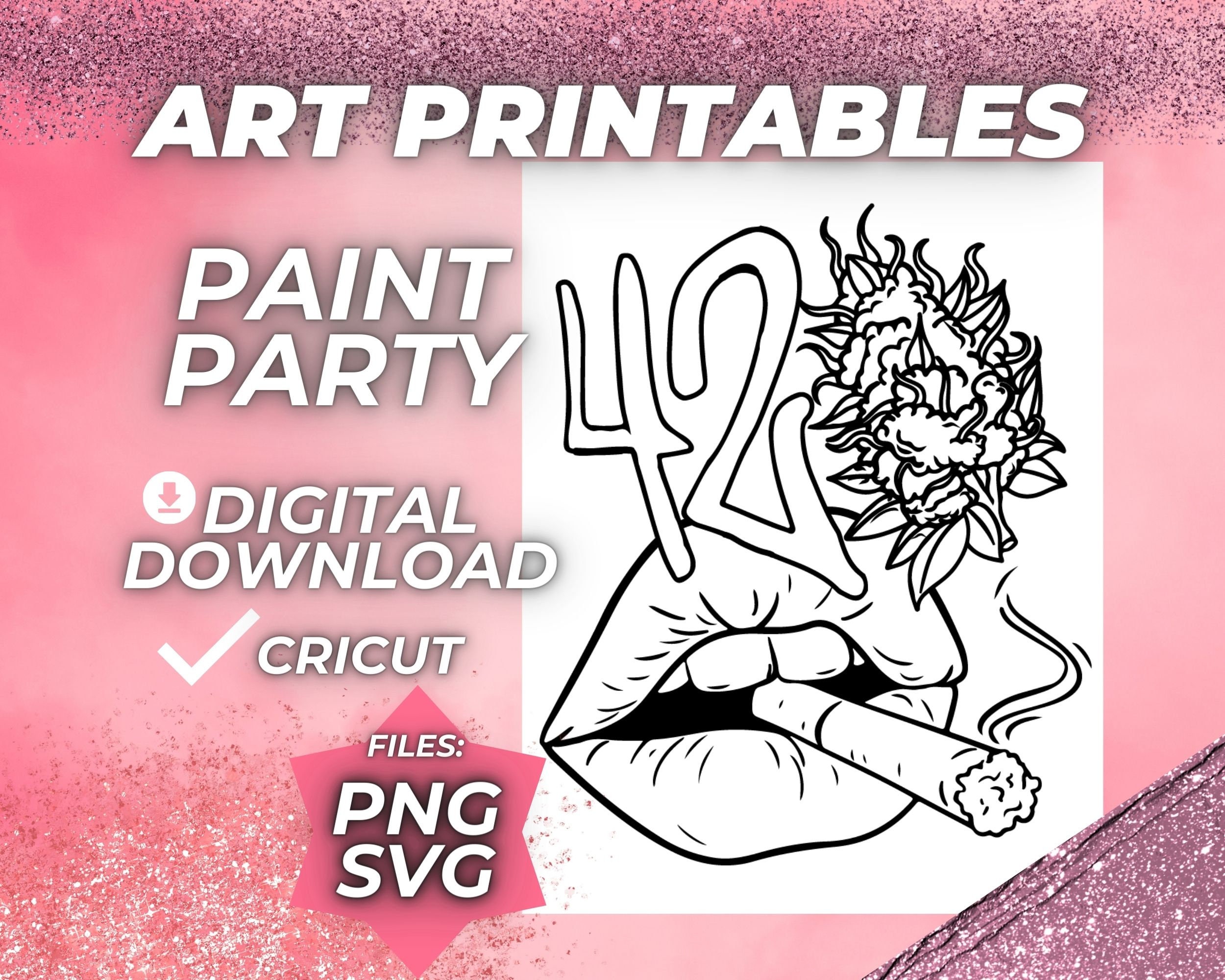 420 Lips Puff Puff Paint Night Paint Party Kit paint and Sip Diy Paint ...