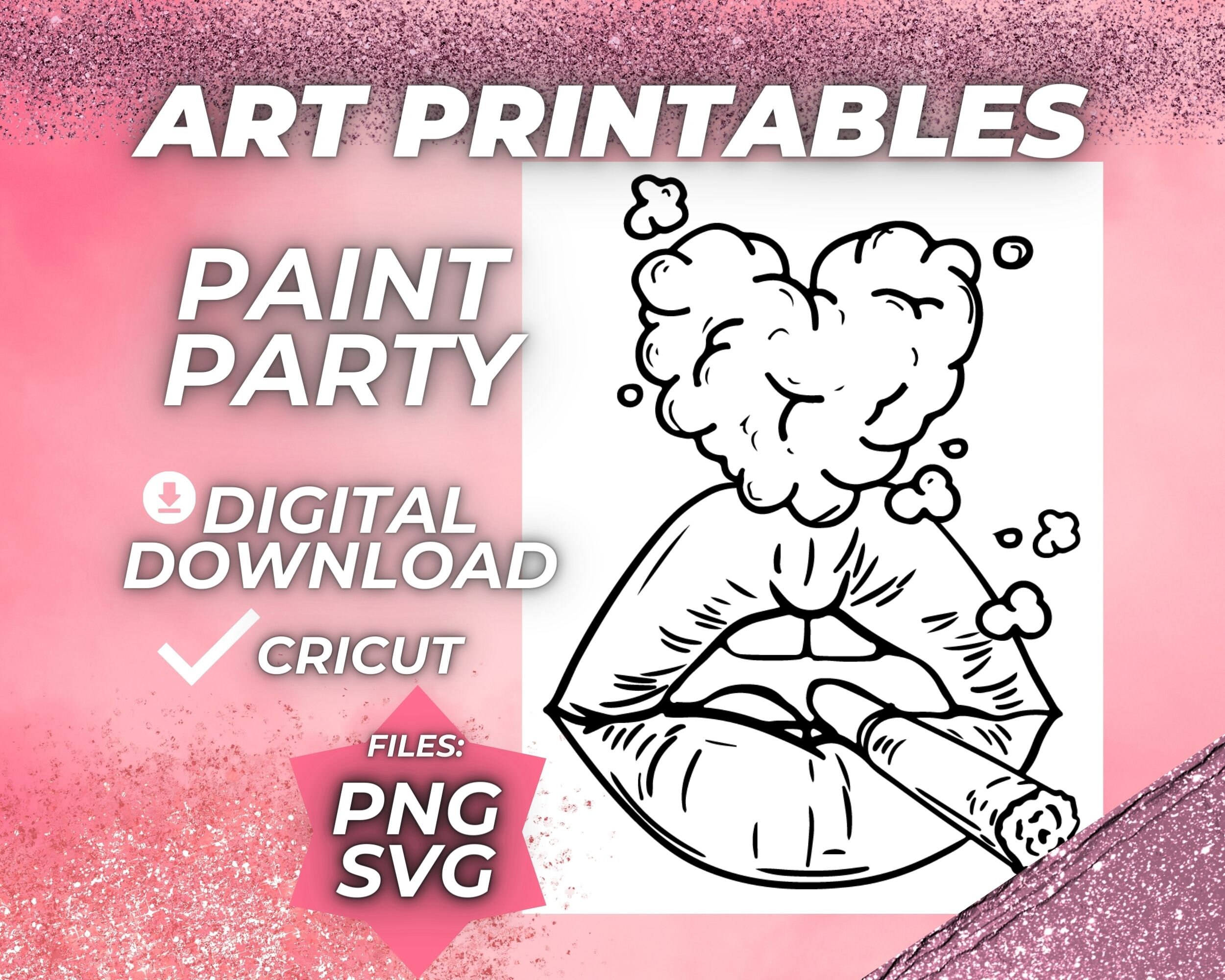 420 Lips Puff Puff Paint Night Paint Party Kit paint and Sip Diy Paint ...