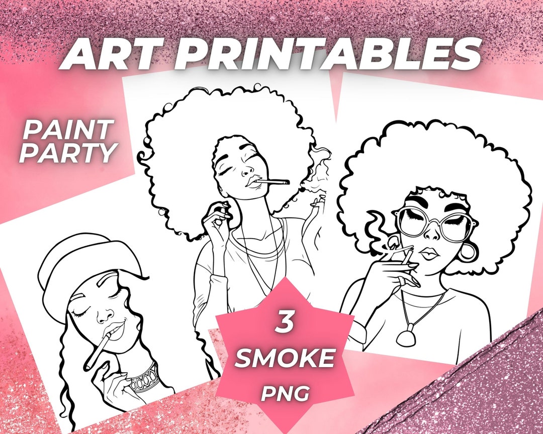Lady Smoking Night Paint Party Kit paint and Sip Diy Paint Kits Pre ...
