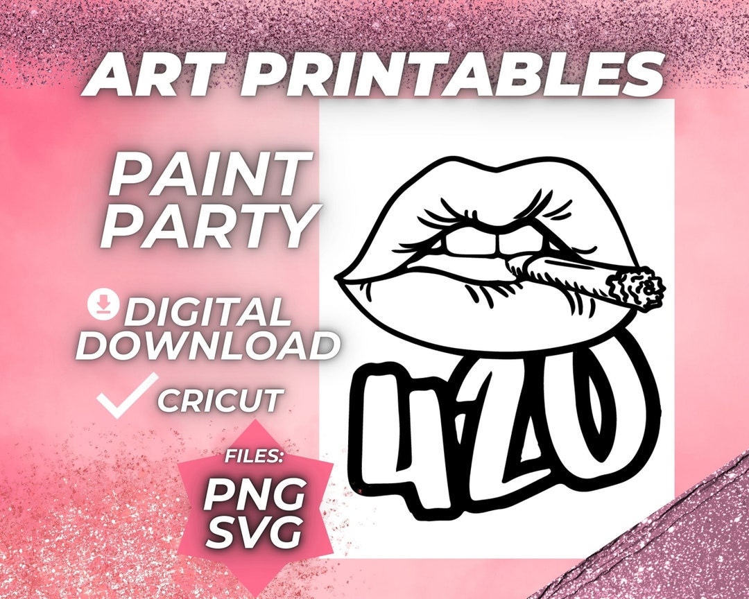 420 Lips Puff Puff Paint Night Paint Party Kit paint and Sip Diy Paint ...