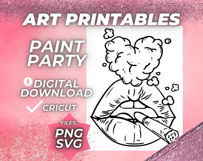 420 Lips Puff Puff Paint Night Paint Party Kit paint and Sip Diy Paint ...