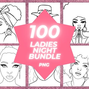 25 Ladies Night Predrawn Bundle, Paint and Sip Diy Paint Party, Digital ...