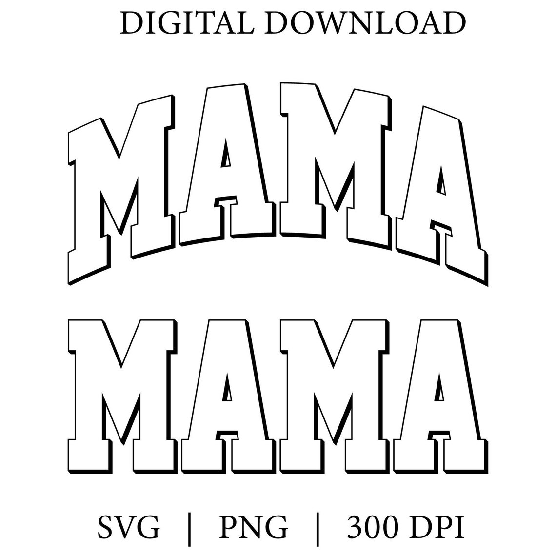 Mama and Mini Varsity Arched Bundle Svg, Png, Mama Svg, Mini Svg, Mama ...