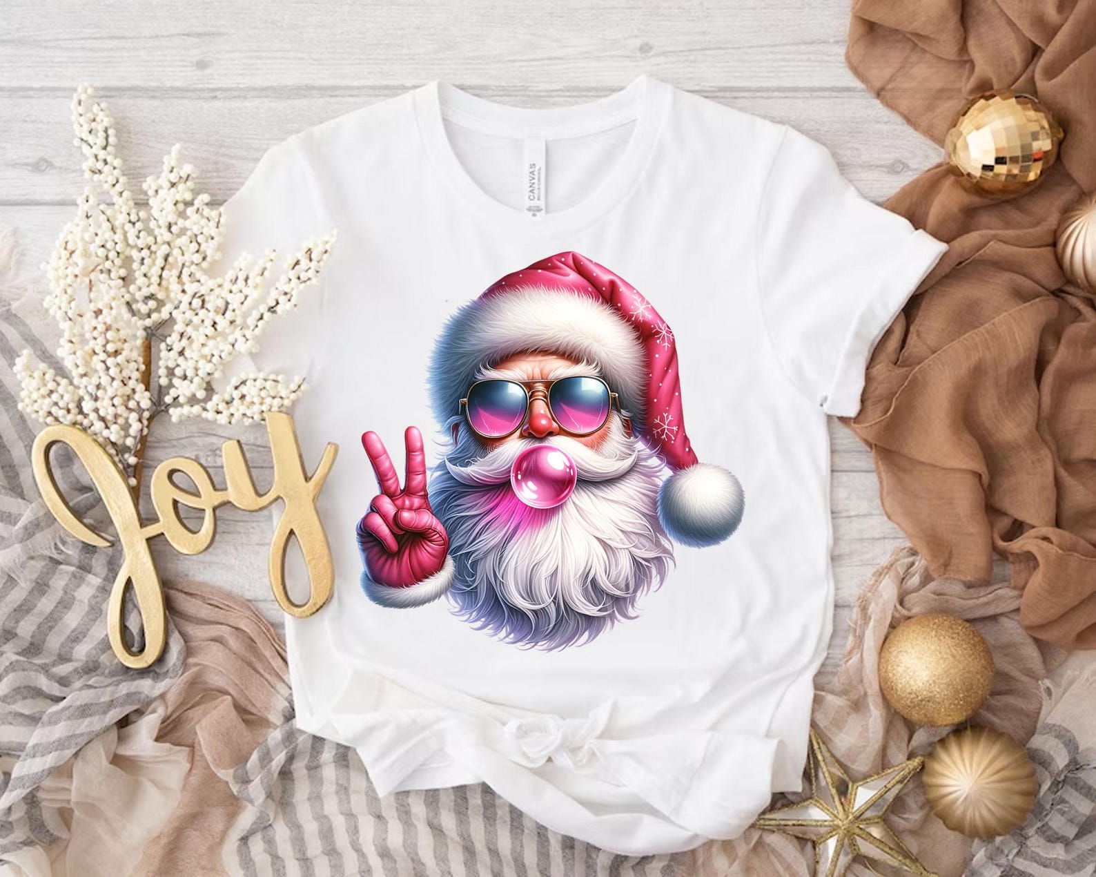 Retro Santa Christmas Blowing Bubble, Funny Santa With Sunglasses Xmas ...