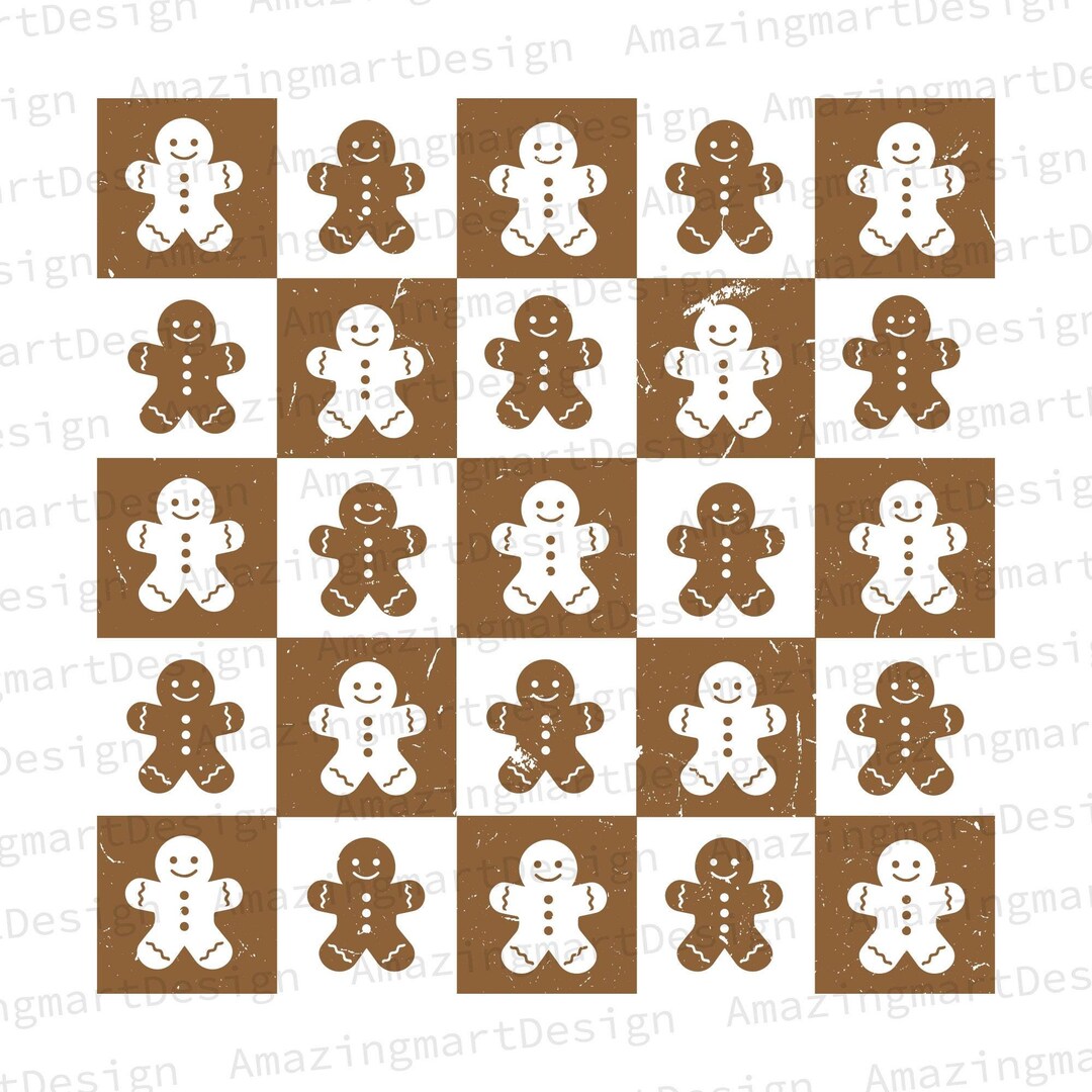 Retro Checkered Gingerbread Man Svg, Trendy Distressed Christmas Png ...